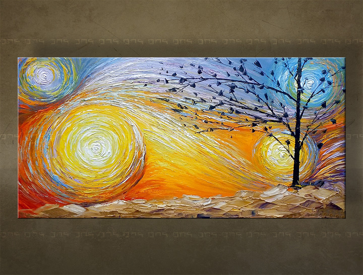 Ručně malovaný obraz na stěnu STROMY BI117E1